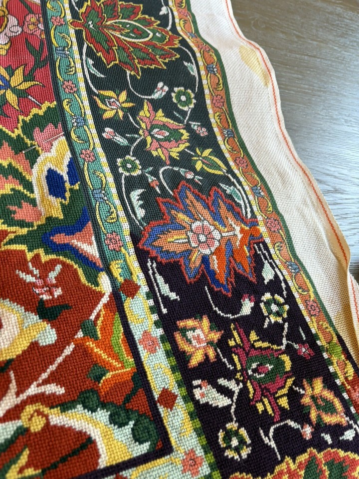 HP DESIGNS XL Needlepoint Rug Canvas Partially Completed 66” x 47.5” | eBay
