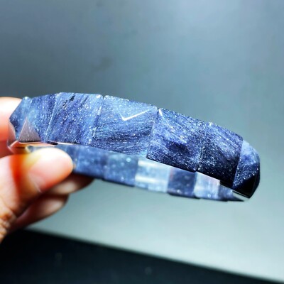 12*6.5mm Natural Blue Rutilated Quartz Crystal Beads Rectangle Bracelet ...