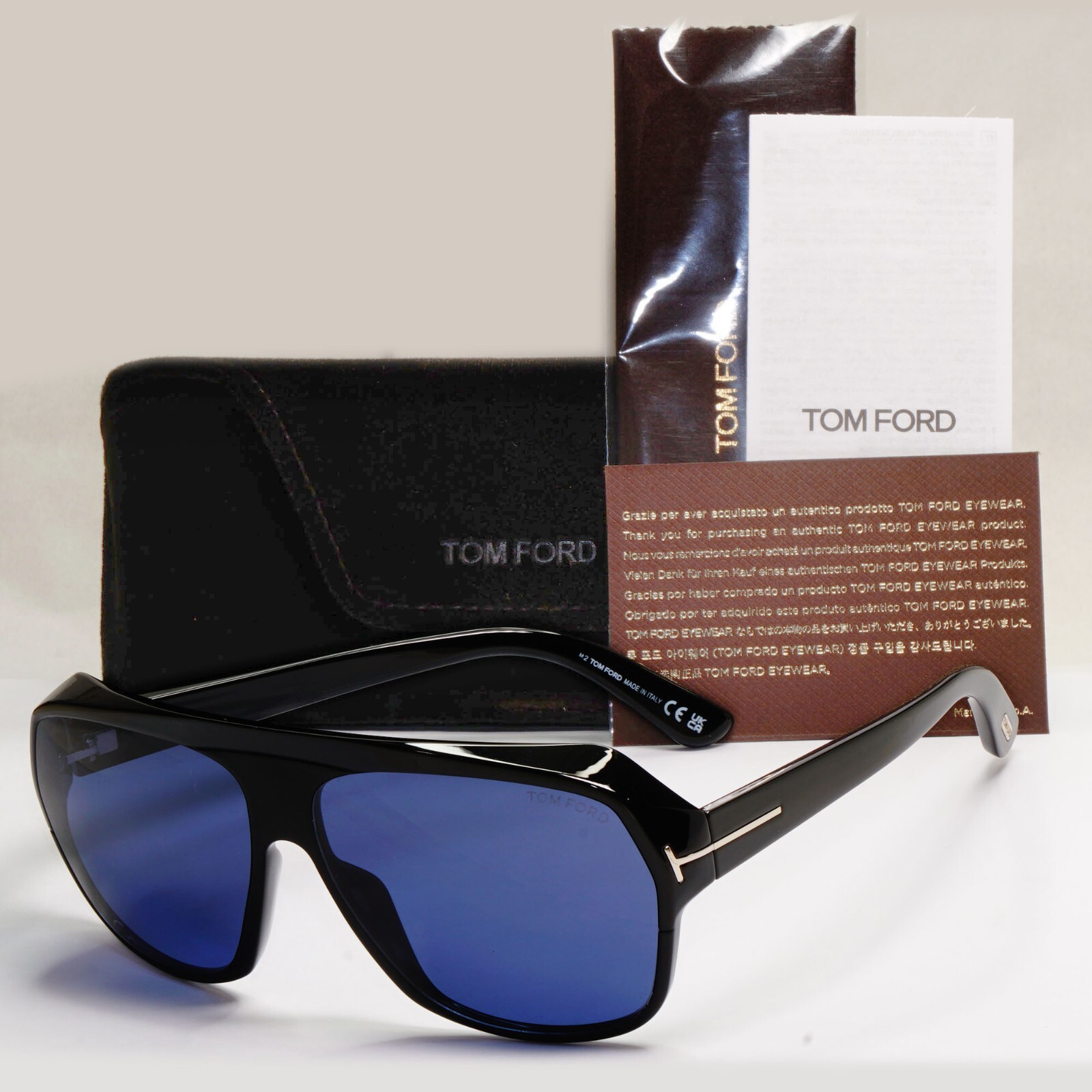 Tom Ford Sunglasses Hawkings-02 Black Glossy Dark Blue FT0908 TF 908 ...