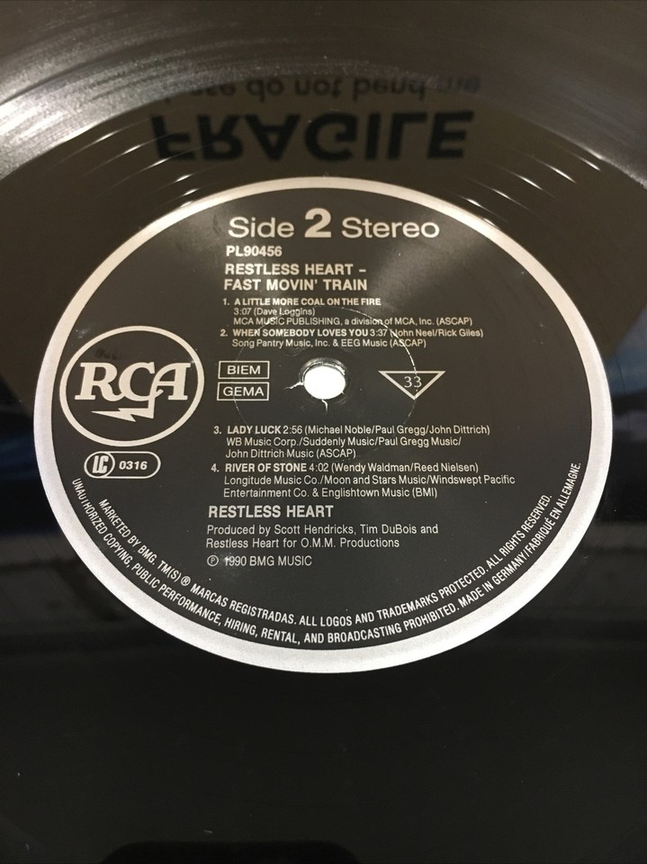 Restless Heart Fast Movin’ Train LP Album Vinyl Record PL90456 A1/B1 ...