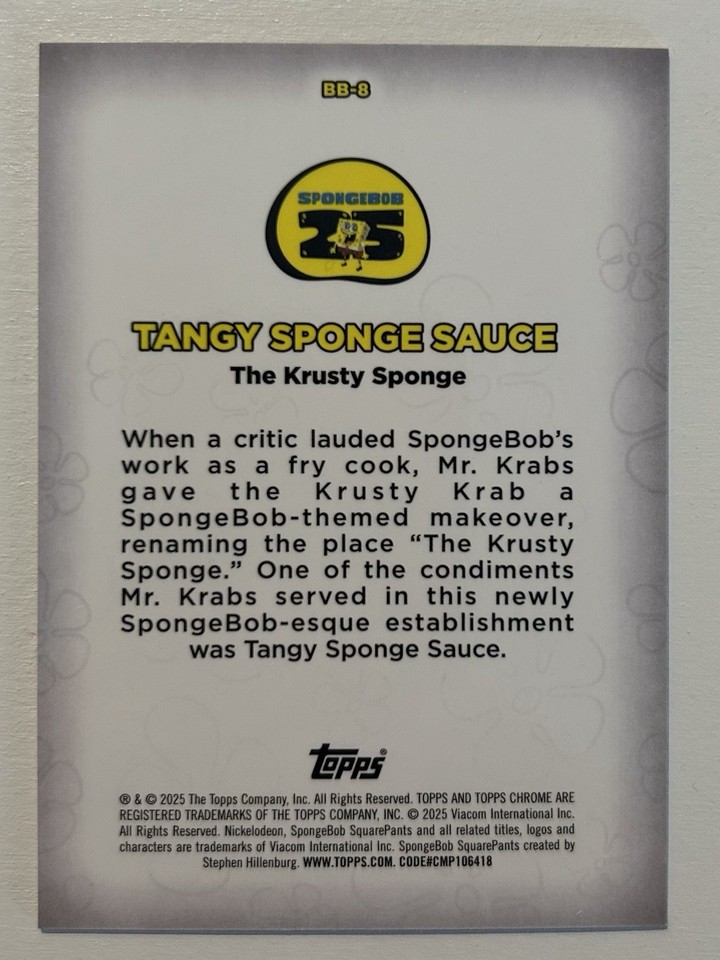2025 Topps Chrome SpongeBob Kelp Reviews The Krusty Sponge Gold /50 #BB ...