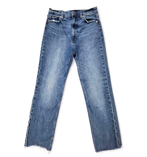 GAP Cheeky Straight Sky High Jeans Frayed Hem Medium Wash Womens Size ...