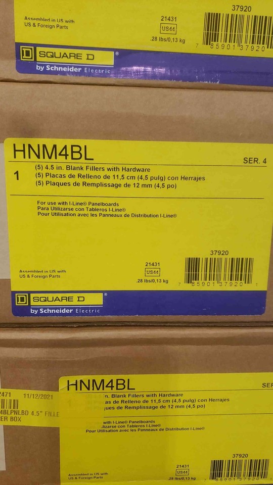 NEW Case of 5 SQUARE D Blank Fillers w/Hardware HNM4BL(SKU: 111140) | eBay