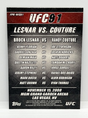 2010 Topps UFC Main Event UFC 91 #FPR-UFC91 Brock Lesnar vs. Randy ...