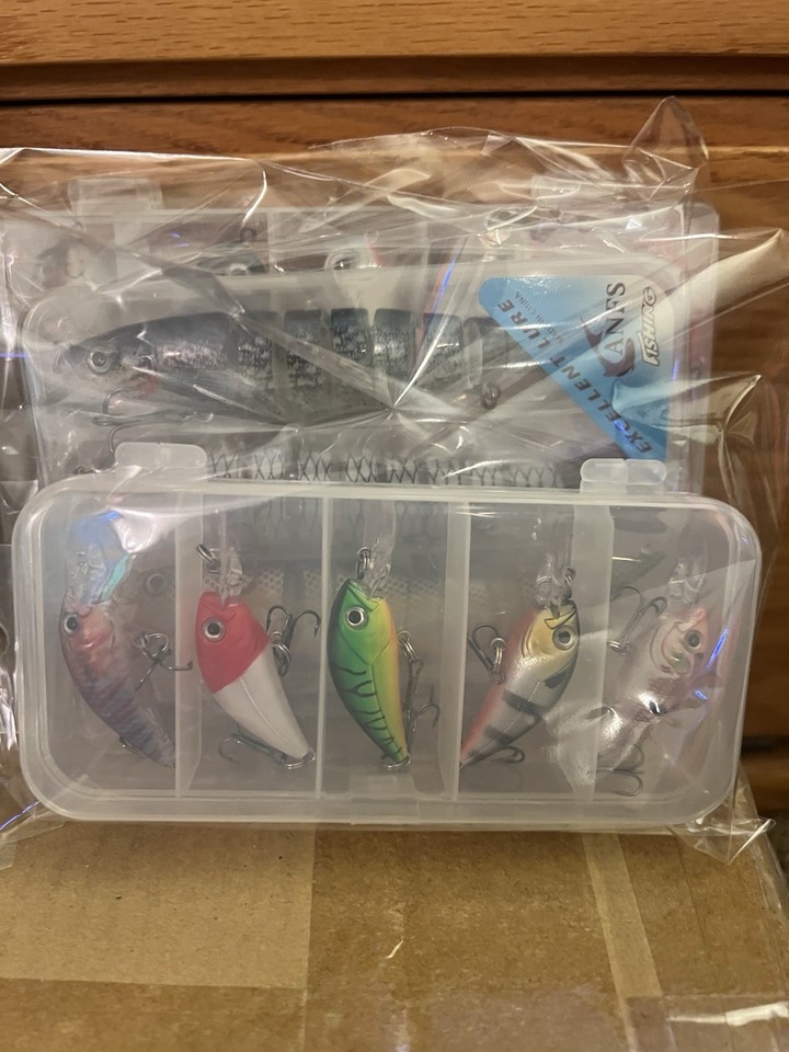 Fishing Tackle Box Waterproof Plastic Double Layer + 13 Lures NEW | eBay