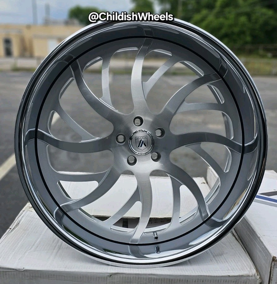 24" Inch Brushed Face Chrome Lip Asanti AF862 5x120 5x4.75 2pc Wheels ...