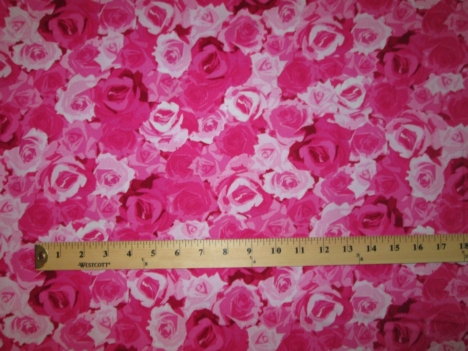 PARIS ROSES FLOWERS PINK ROSE COTTON FABRIC FQ | eBay
