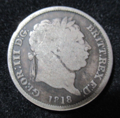 1818 Great Britain Shilling, Silver Coin, 0.925 Silver, King George ...