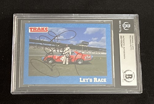 RICHARD PETTY 1991 TRAKS RACING SIGNED AUTOGRAPHED CARD BECKETT BAS ...