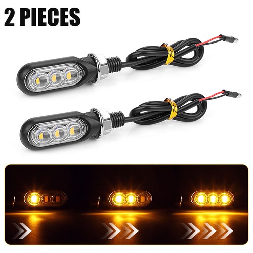 2x LED Motorcycle Turn Signal Flowing Amber Light Blinker Indicator ...