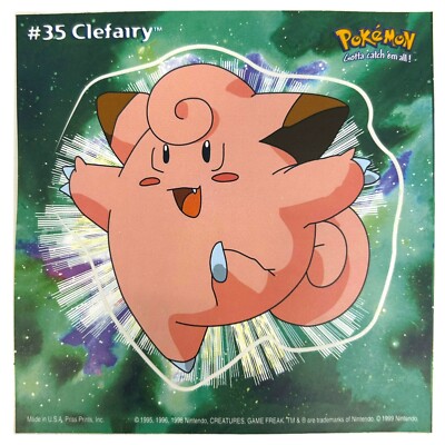 Pokemon Collect 'em Stick-Ups Clefairy #35 Large 4” Sticker Priss ...