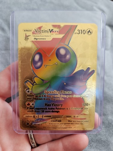 Victini Vmax Rainbow Gold Foil Fan Art Vinyl Textured Collector Pokemon ...