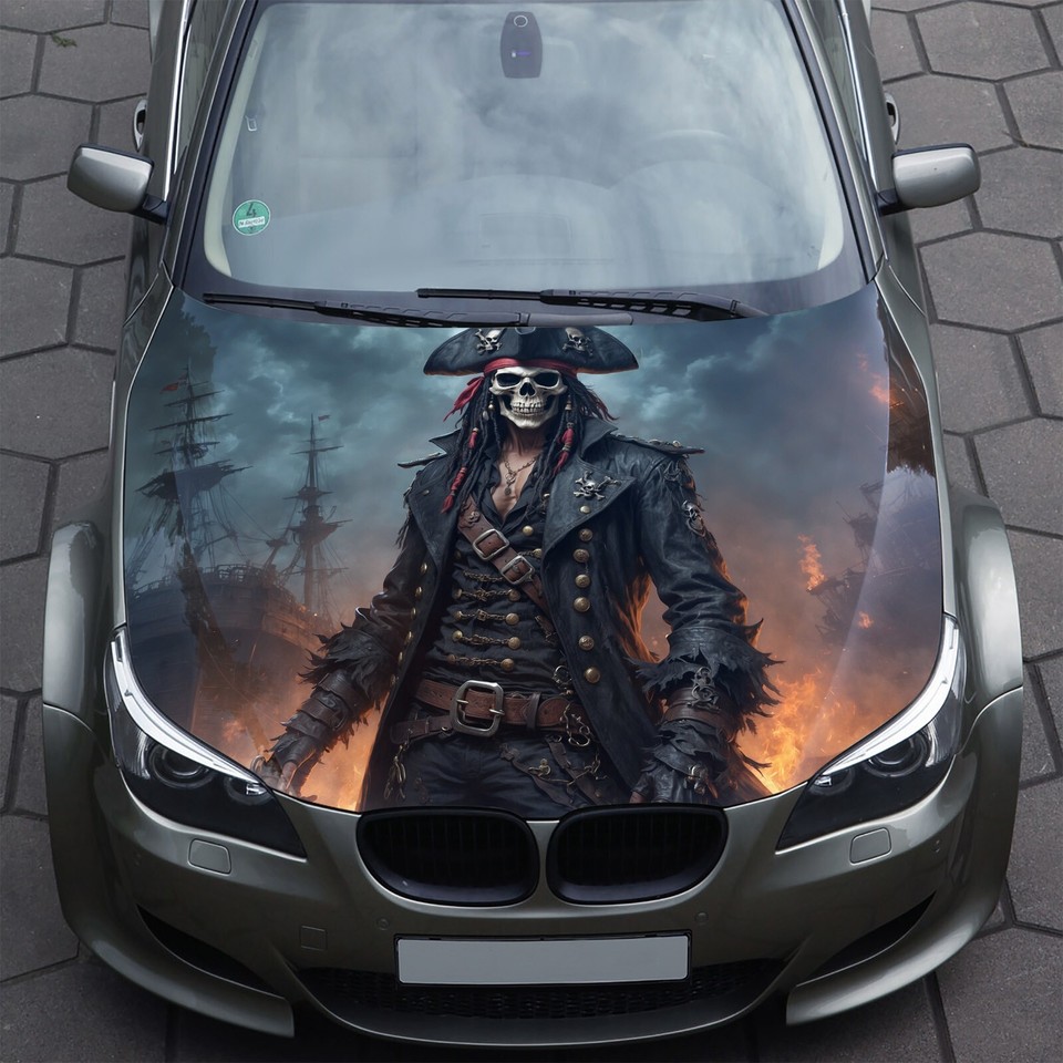 Captain Pirate Skull Car Hood Wrap Decal Vinyl Sticker Color Graphic ...