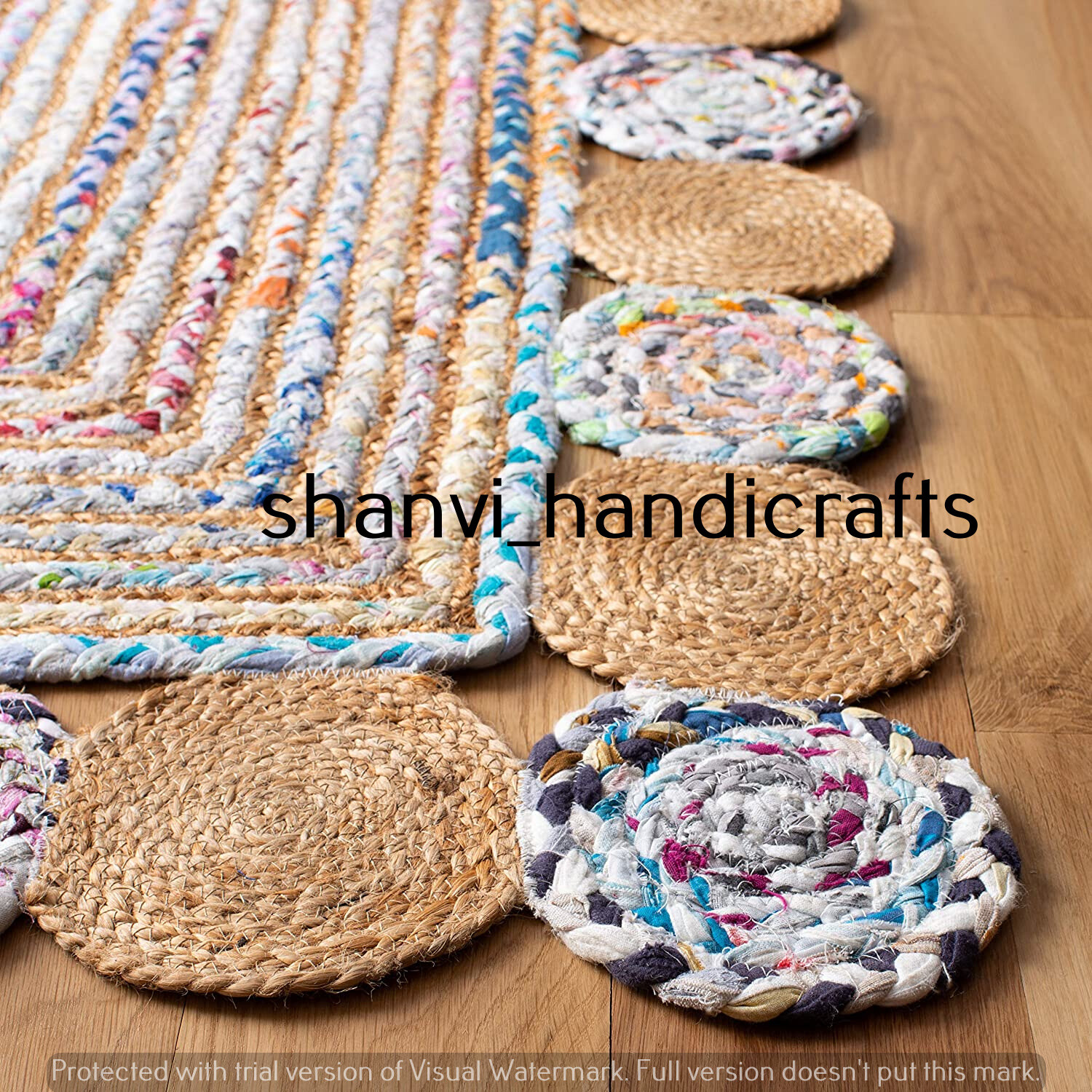 Hand Woven Jute Cotton Rug Rectangle Rag Rug Braided Rug Home Decor 4x6 ...