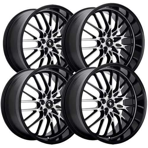 (Set of 4) Konig Lace 18x8 5x112 +35mm Black/Machined Wheels Rims 18 ...