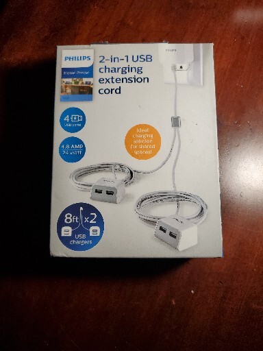 Philips 2-IN-1 USB CHARGING EXTENSION CORD 8-FT | 4-USB PORTS | 4.8 AMP ...