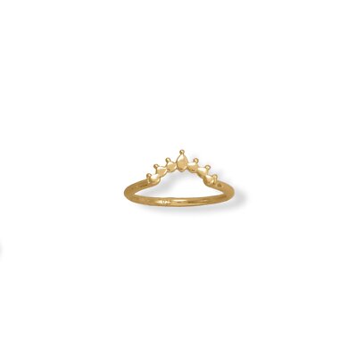 14k Gold Plated 925 Sterling Silver Dotted Crown Women's Chevron ...