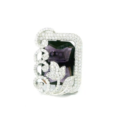 Amethyst Color Stone & Cubic Zirconia Studded Ring Adjustable Size | eBay