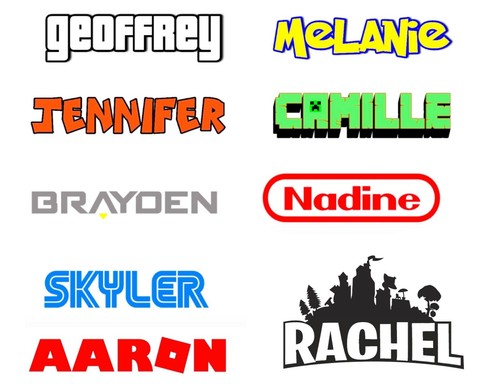 VIDEO GAME PERSONALIZED NAME ON VINYL DECAL STICKER CHOOSE SIZE, FONT ...