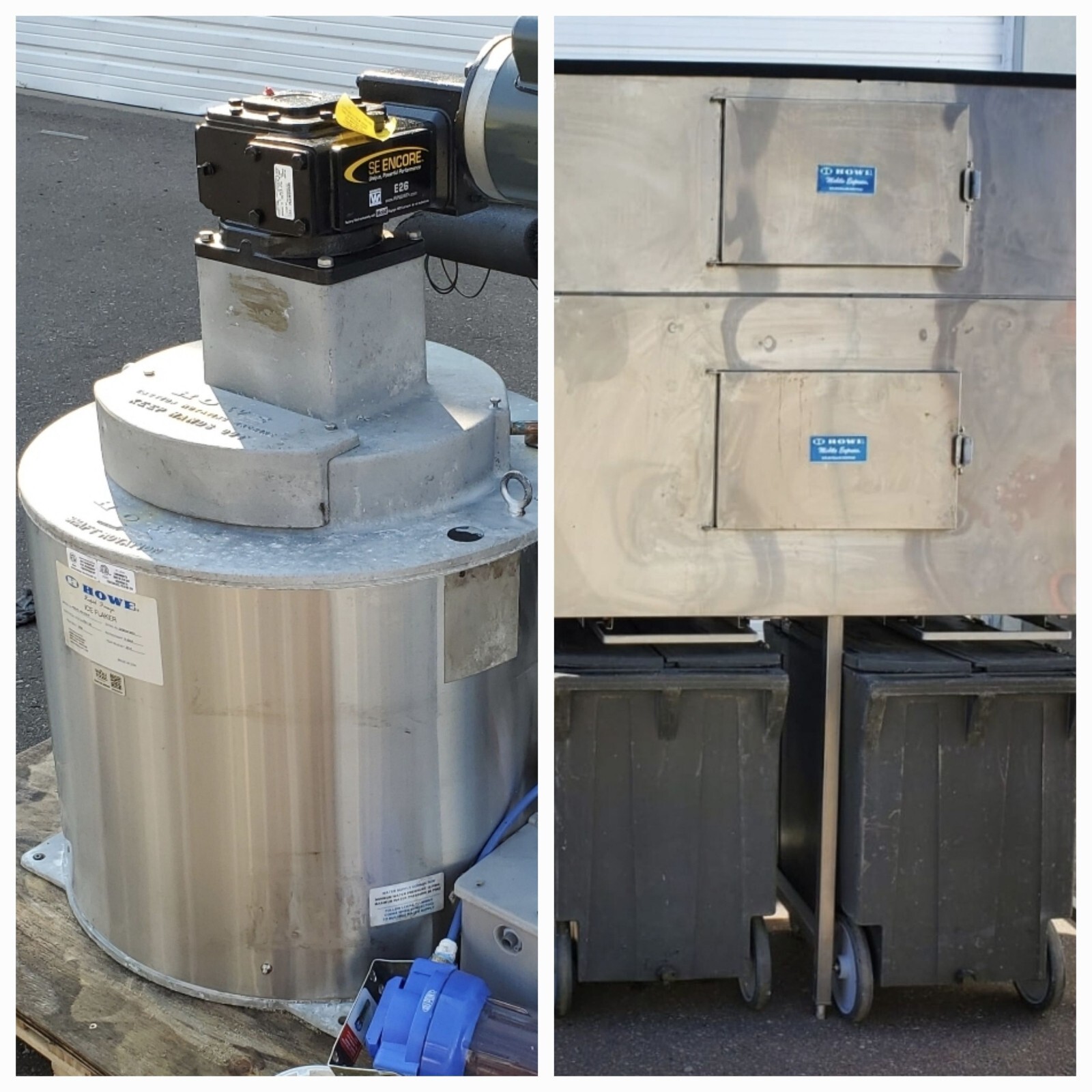 HOWE 4000-RLE 4000 LB Remote Ice Maker Flaker with ICE Storage and ...