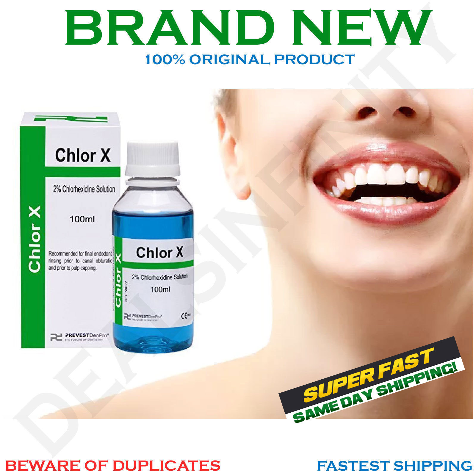 2 x Dental Chlor-X 2% Chlorhexidiene Solution 100 ml Prevest Denpro ...