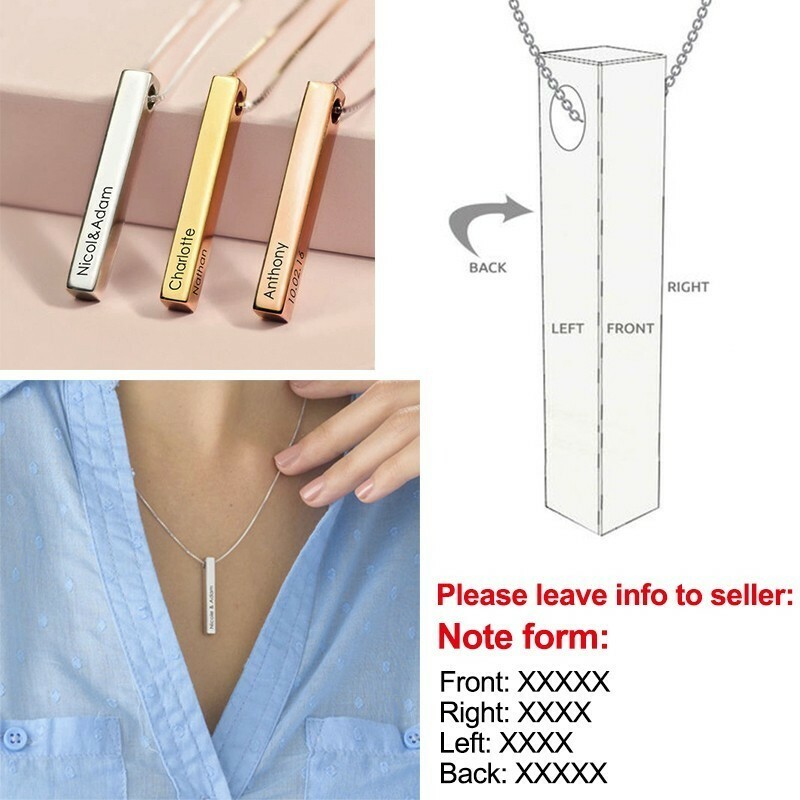 Cuboid Pendant Lover Men Women Necklace Chain Personalized Custom ...