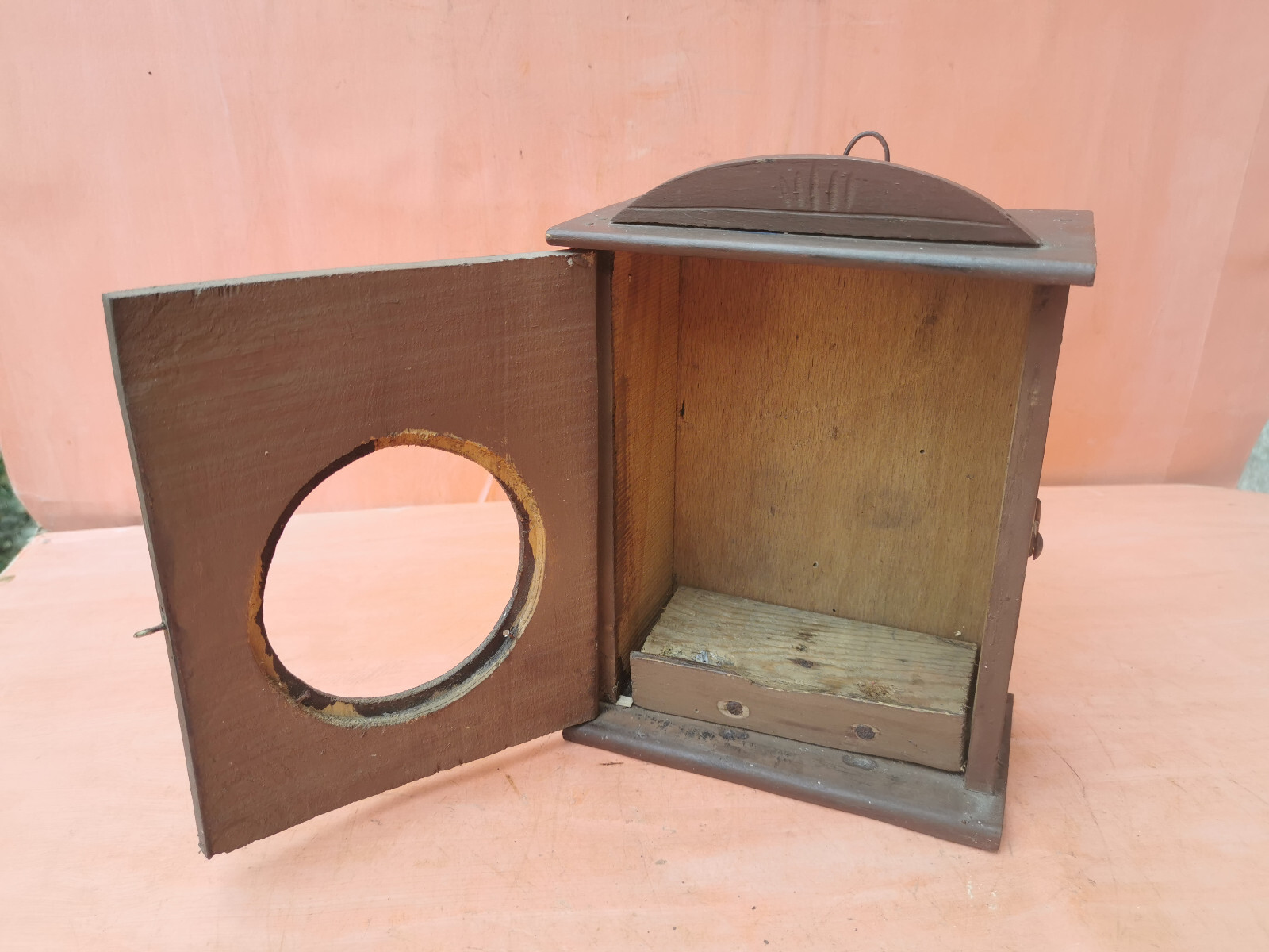 ANTIQUE PRIMITIVE OLD HAND PAINTED WOODEN WALL HANGING CLOCK BOX | eBay