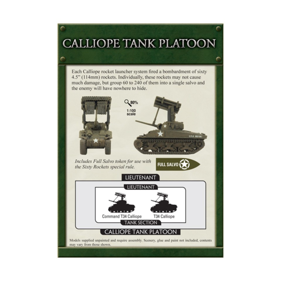 Battlefront FoW WWII USA 15mm Calliope Tank Platoon VG+/NM | eBay