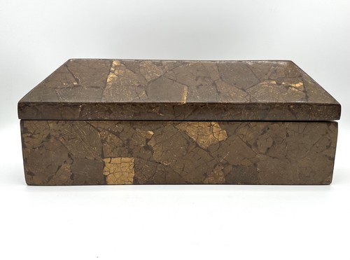 20th Century, Modern Coffer, Black Wood & Italian Faux Stone Mosaic ...