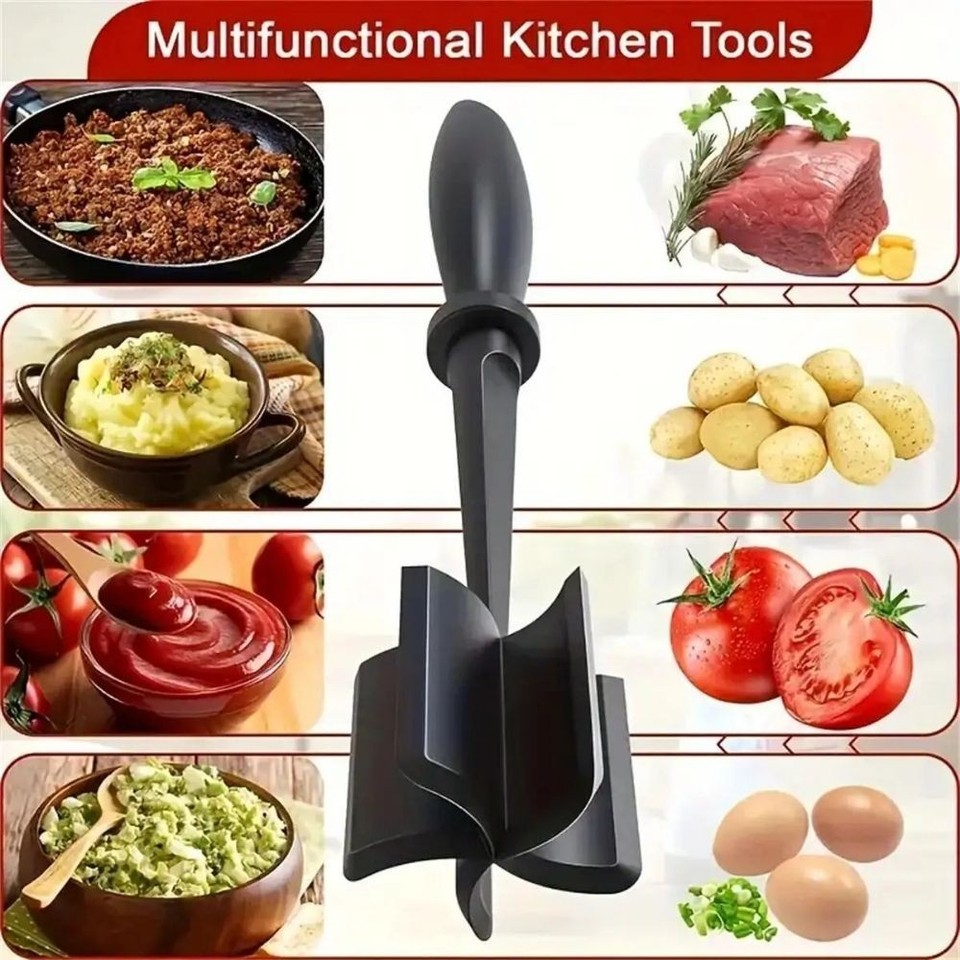 1x Non Stick Mince Meat Masher Beef Ground Chopper Resistant Heat ...