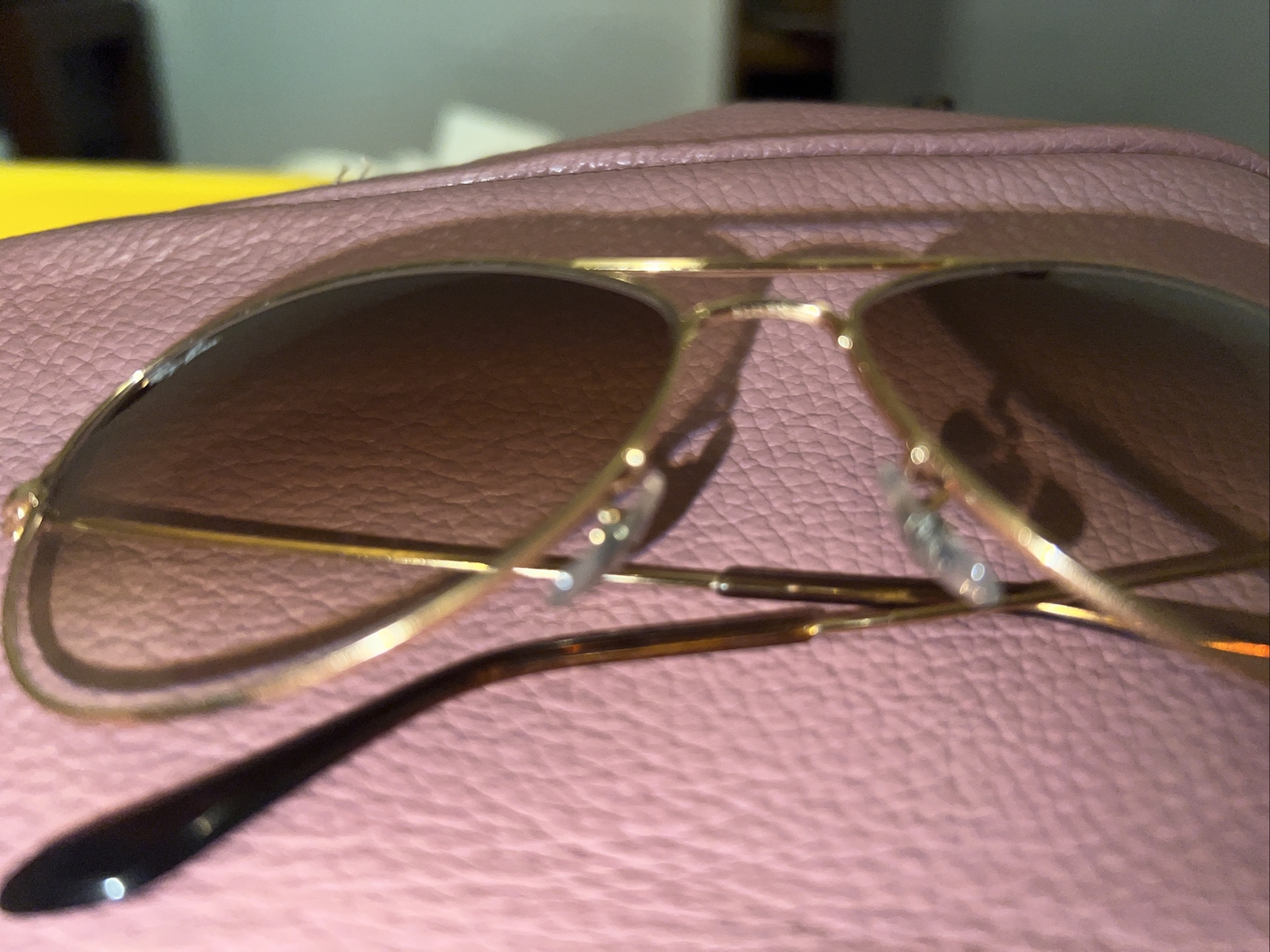 RAY-BAN YELLOW GOLD FILLED SUNGLASSES, MADE IN ITALY AVIATOR SUNGLASSES ...