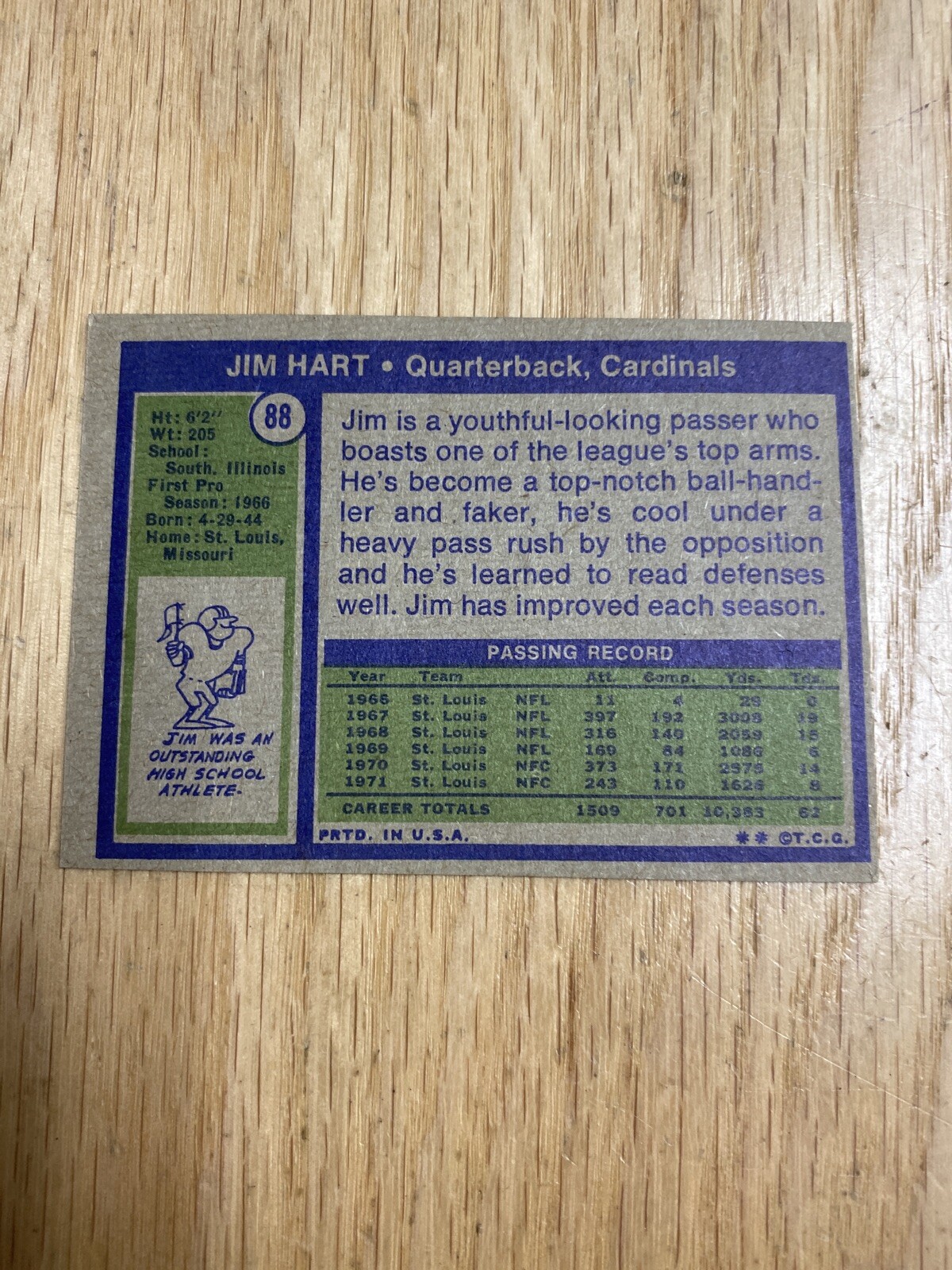 1972 Topps Football Jim Hart Cardinals Card #88 | eBay