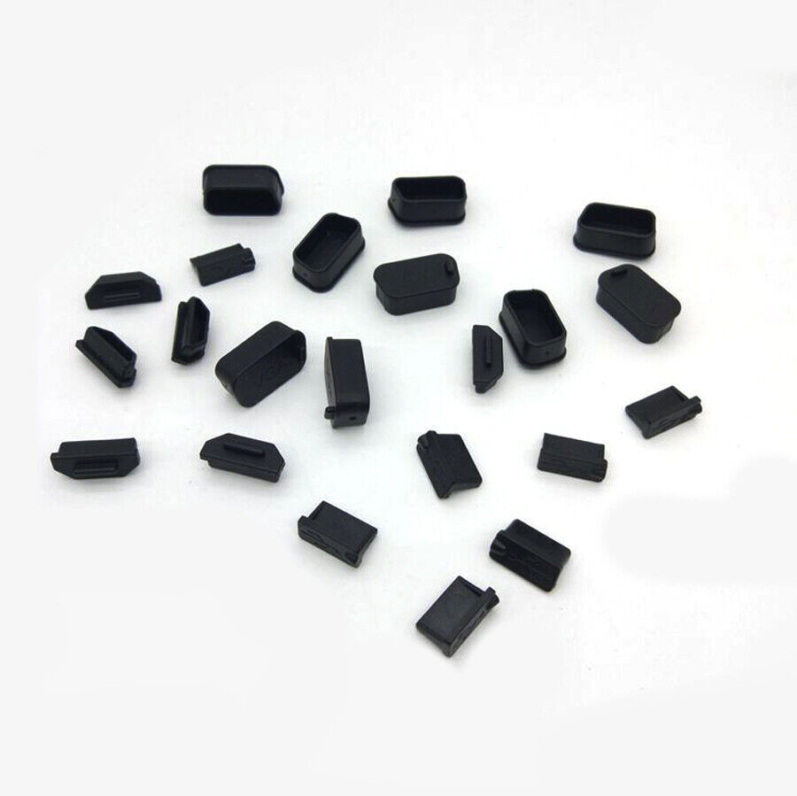 Protective USB HDMI VGA Port Cover Anti-Dust Black PVC Rubber ...