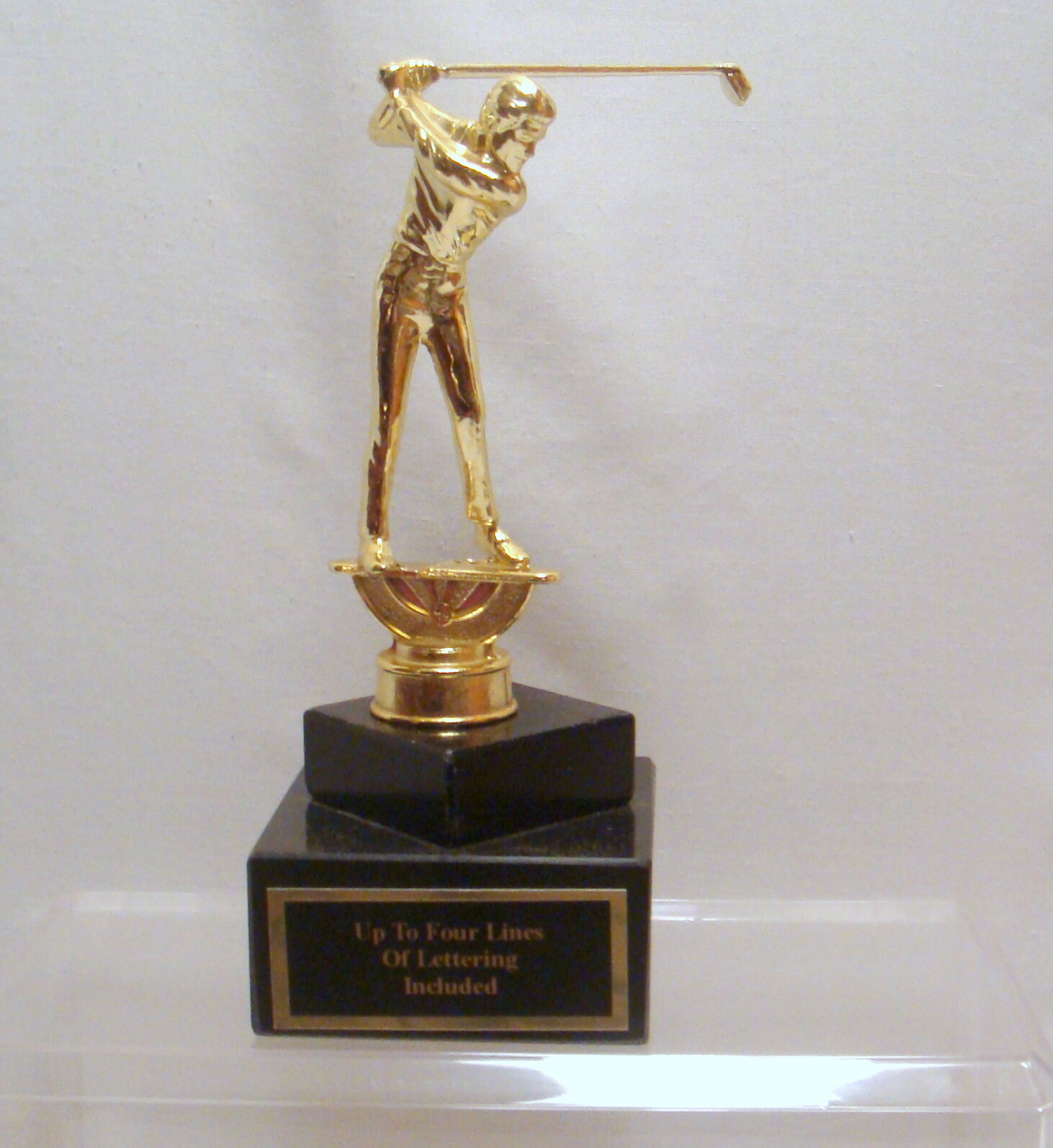 VINTAGE METAL GOLF TROPHY BLACK MARBLE 1 MALE OR 1 FEMALE $15.00 EACH ...