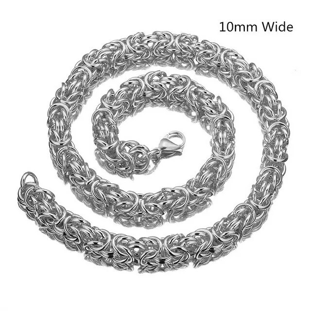 6/8/10mm 316L Stainless Steel Byzantine Box Chain Necklace for Men ...