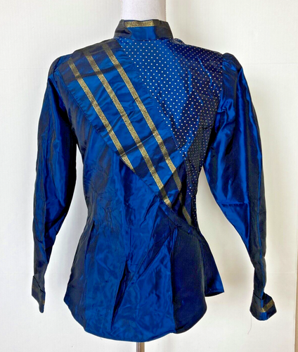 Vintage KARMAN Western Blue Metallic Shirt Top Womens Sz 9/10 Majorette ...
