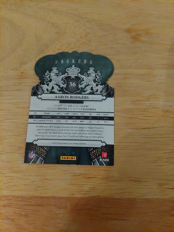 Aaron Rodgers Green Bay Packers 2010 Panini Crown Royale Football Die ...