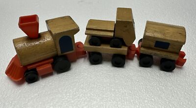 Vintage Mattel Putt Putt Railroad 1972 Wooden Train Engine w/ Cars ...