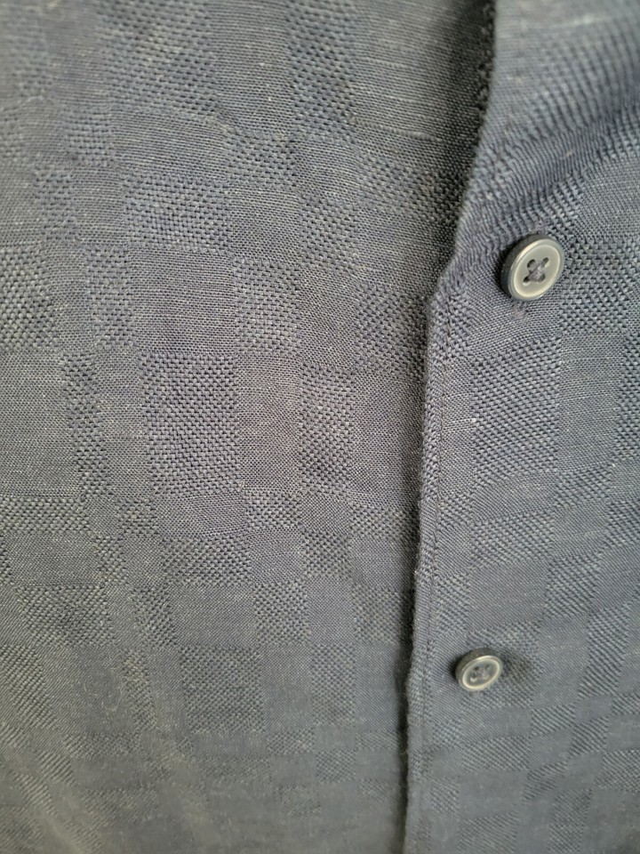 Cubavera Men's L Blue Linen Blend Block Pattern Long Sleeve | eBay