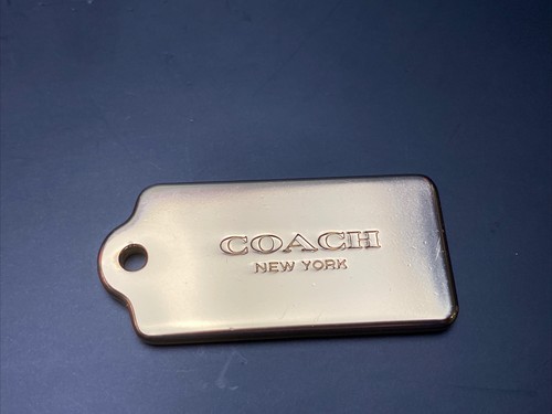 Coach Matte Gold Tone Signature Logo Bag Charm Key Chain Hang Tag Thick ...
