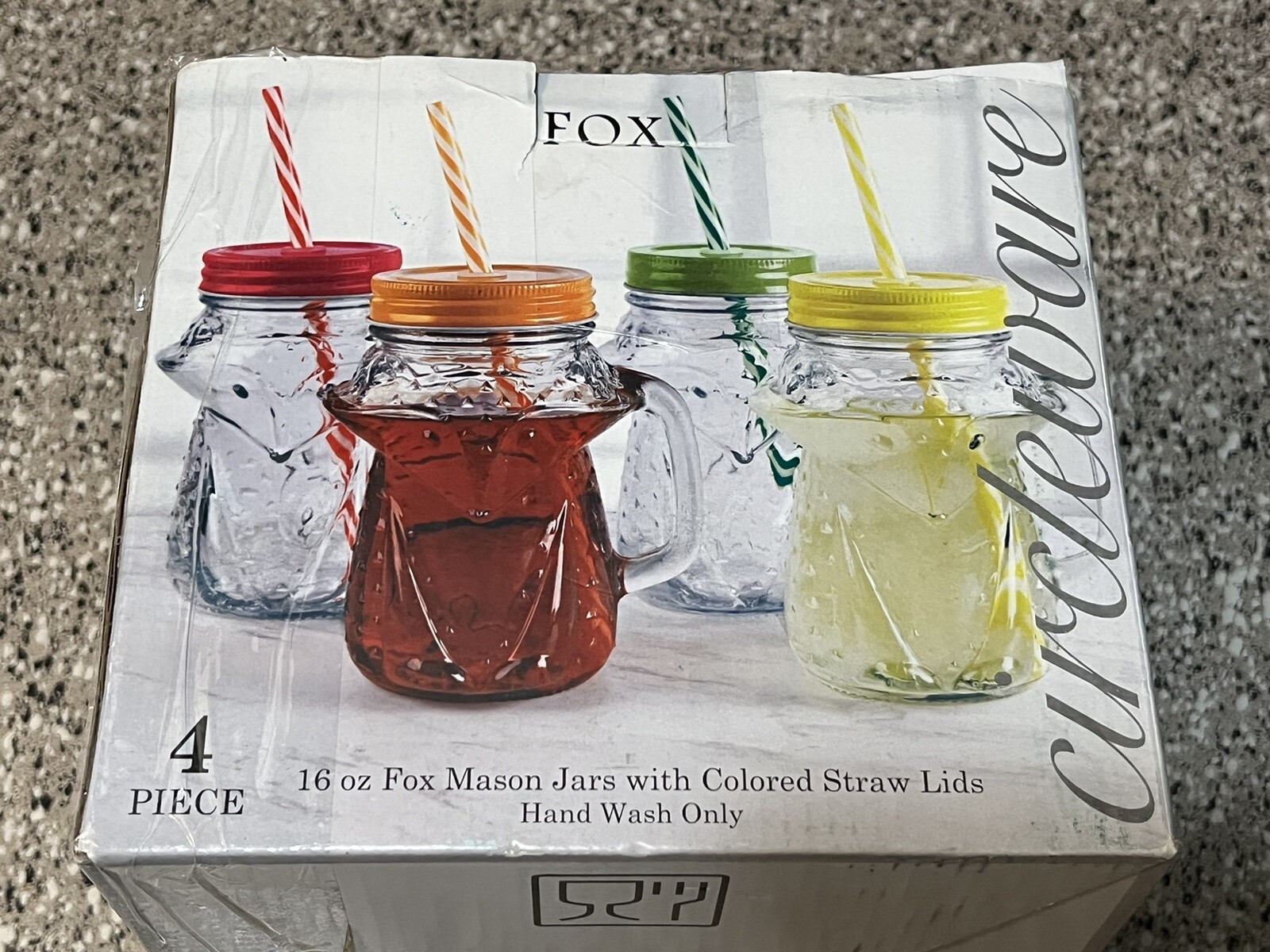 Circleware Hoot 15oz Owl Mason Jar with Straw Lid Clear Glass Set of 4 ...