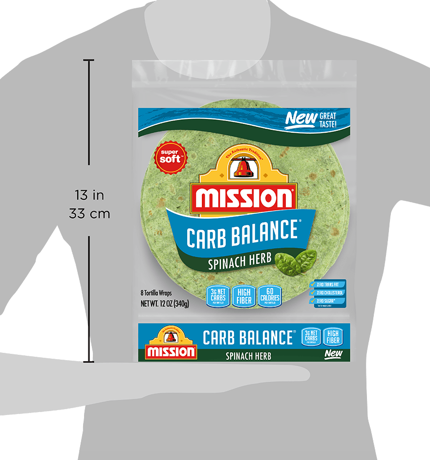 Mission Super Soft Tortilla Wraps Carb Balance Spinach Herb- 8 Tortilla ...
