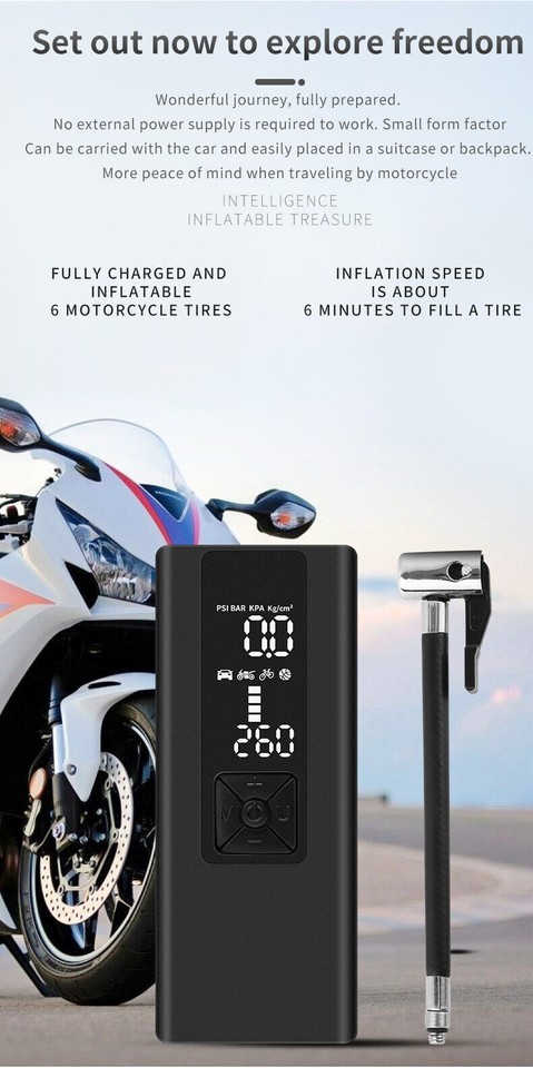 Air Moto Air Pump Tire Inflator Portable Air Compressor Air Pump for ...