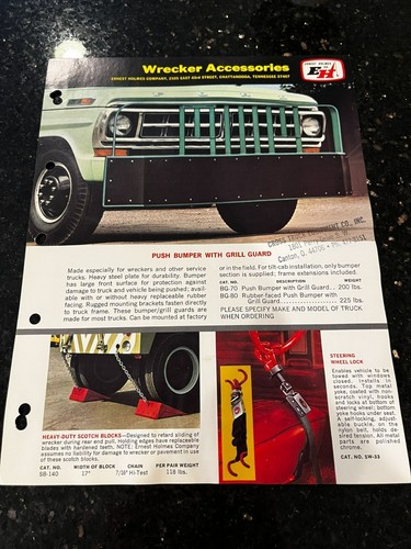 1971 Holmes Wrecker Accessories Towing Tow truck wrecker Brochure Flyer ...