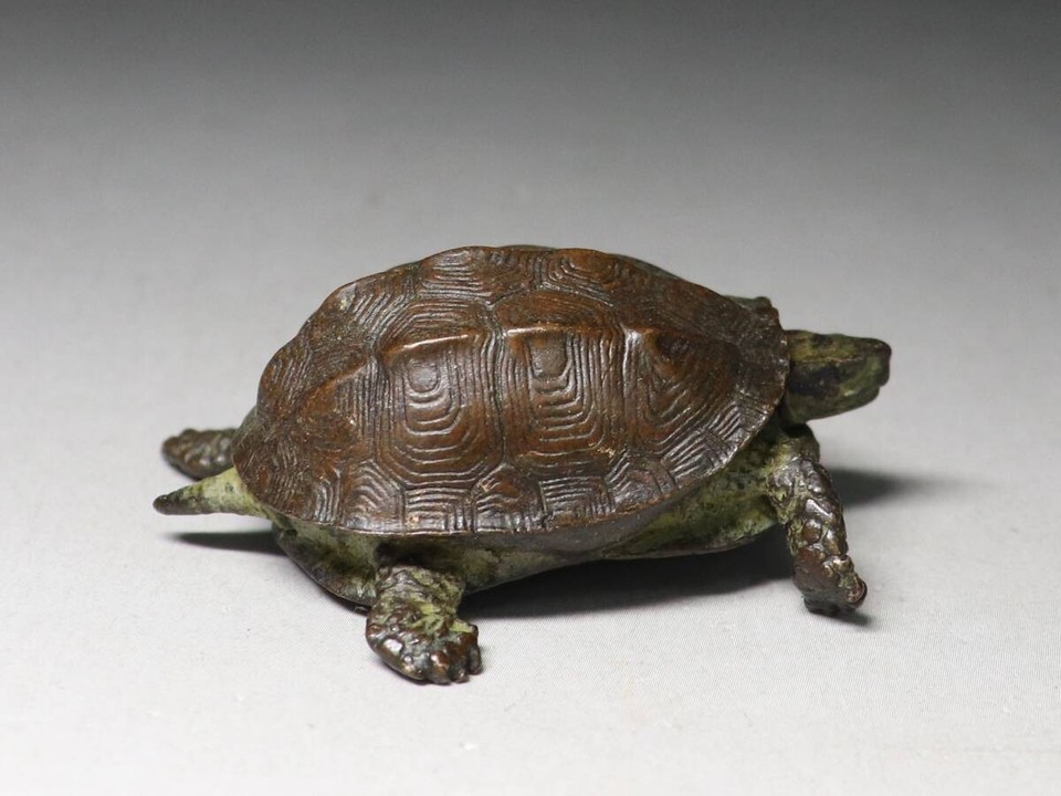 Antique Japanese Bronze Turtle Movable Head Okimono Signed | eBay