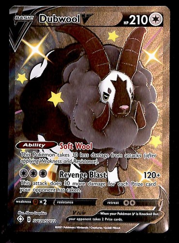 Dubwool V Full Art Ultra Rare Shining Fates SV120/SV122, NM Pokemon ...