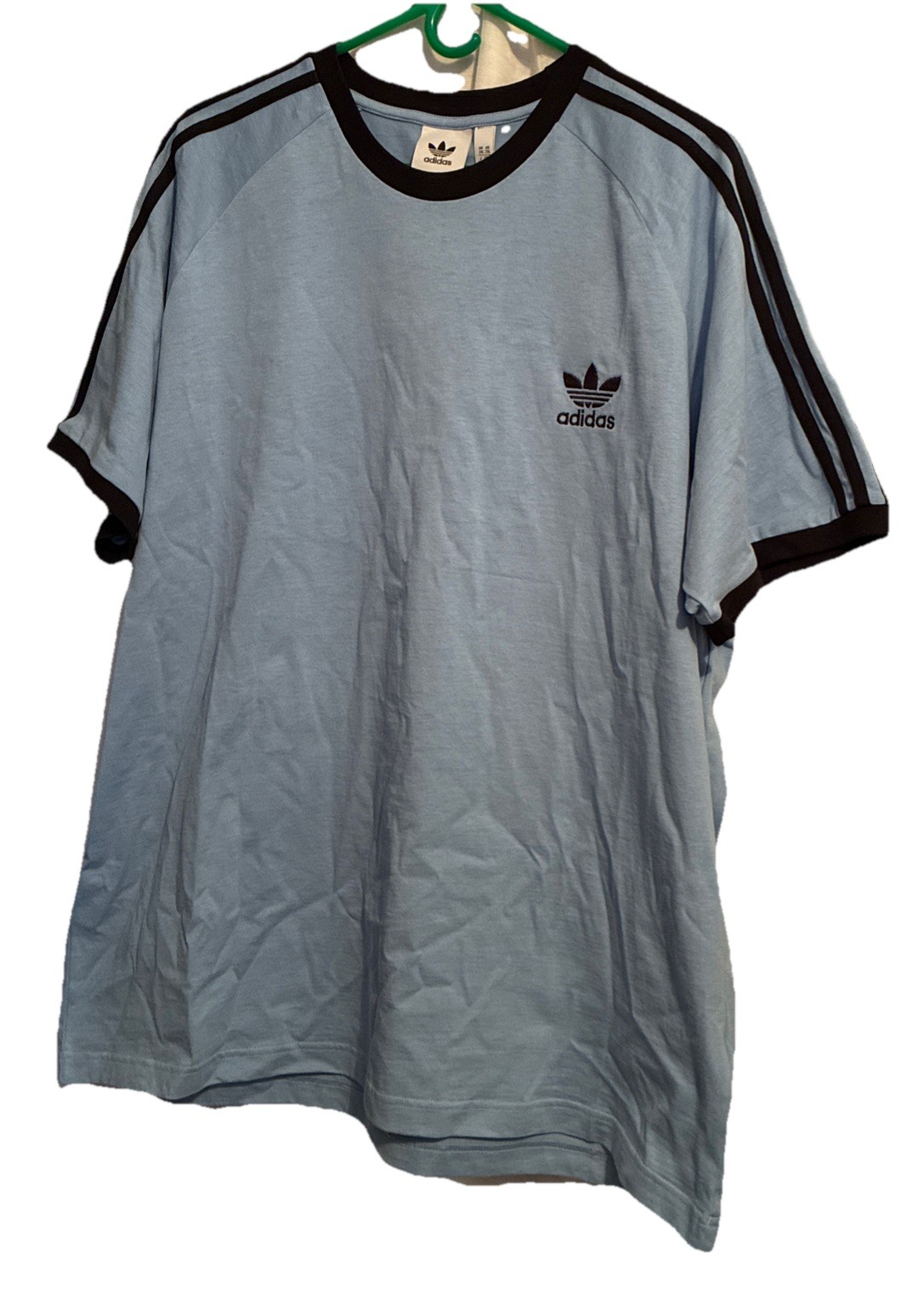 Adidas Originals 3 Stripe T-Shirt - Mens Sz 2XL - Ash Blue / Black ...