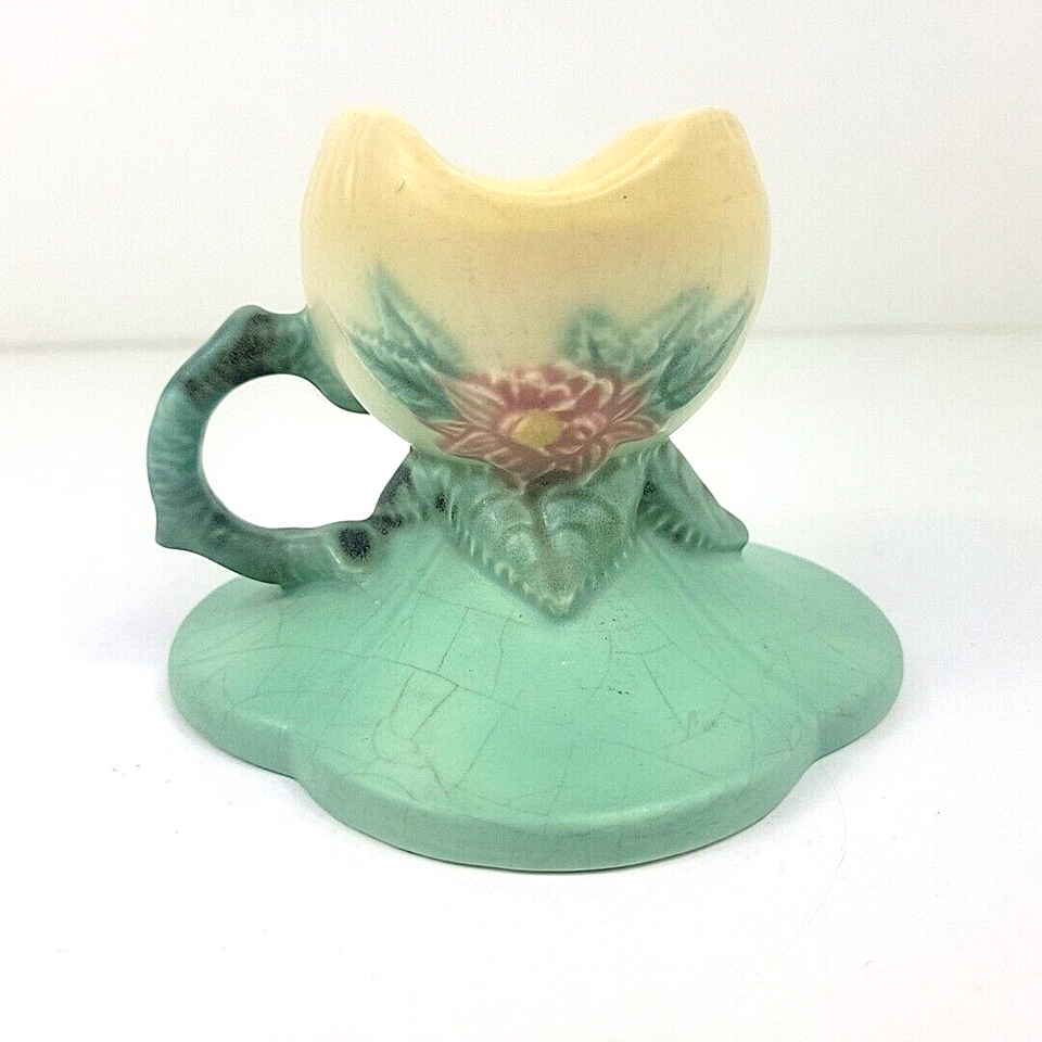 Hull Pottery Candle Holder Cream & Green Floral Design W30 USA | eBay