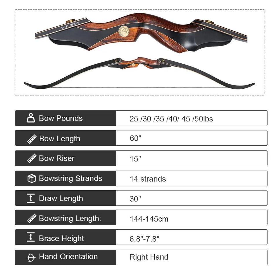 30/40/45/50 Lbs Professional Bow and Arrow Recurve Wooden Bow and Arrow ...
