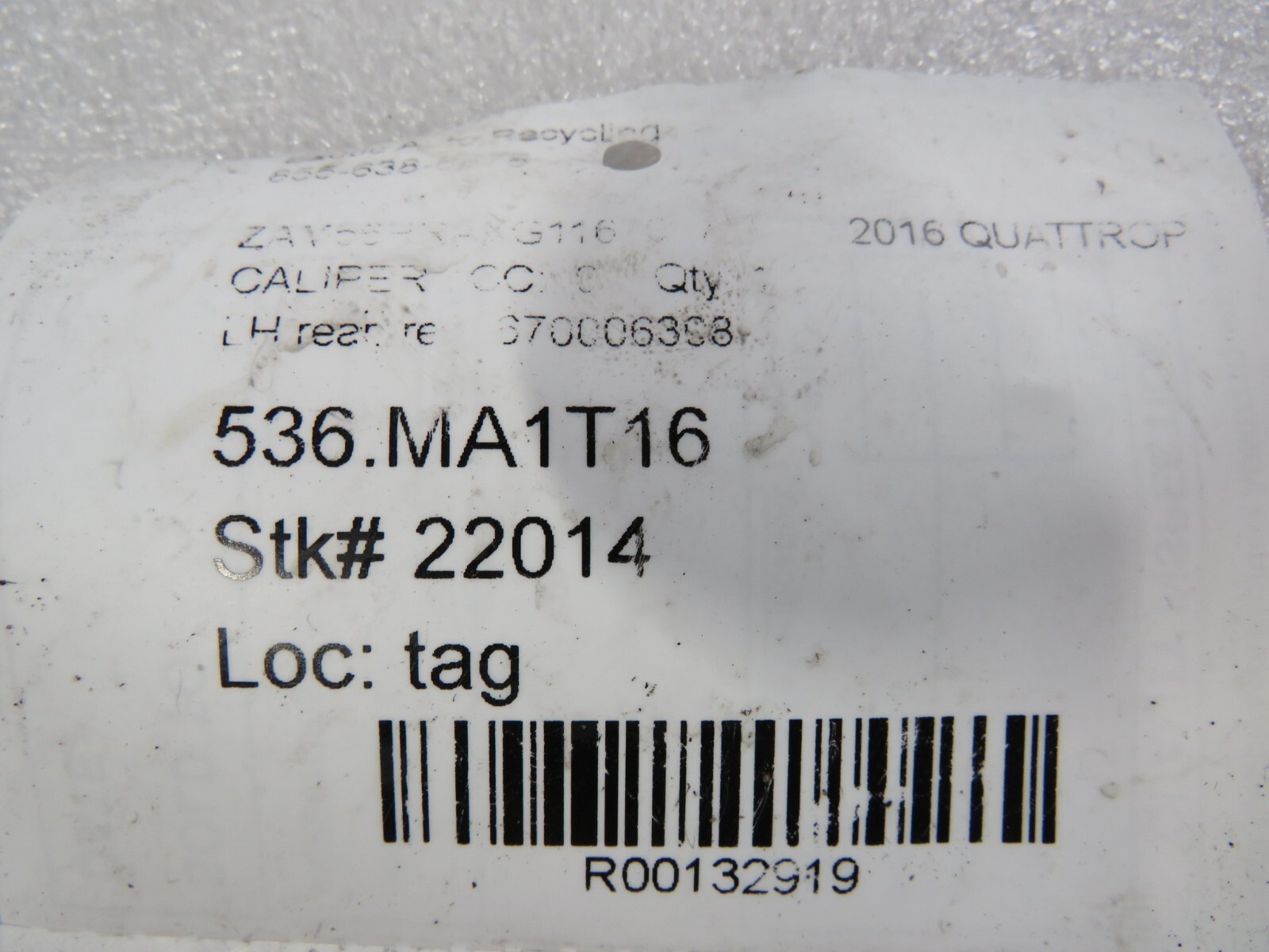 2016 Maserati Quattroporte, Ghibli, LH, Rear Brake Caliper, Used, P/N ...